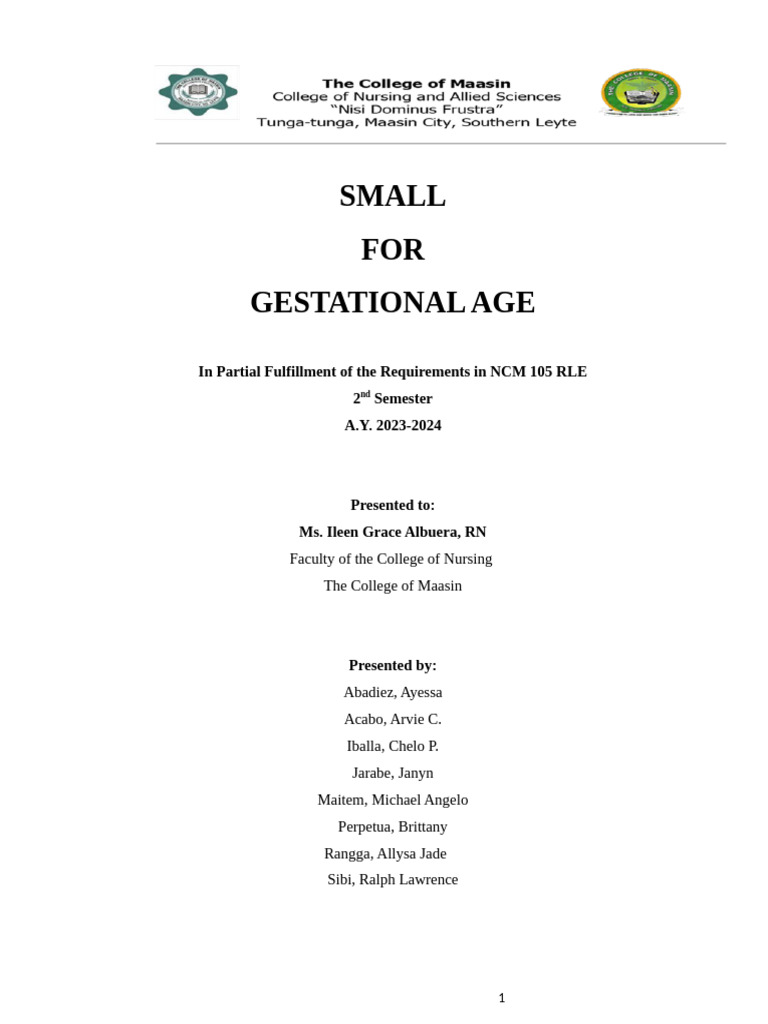 G 1 Small For Gestational Age Final | PDF | Fetus | Prenatal Development