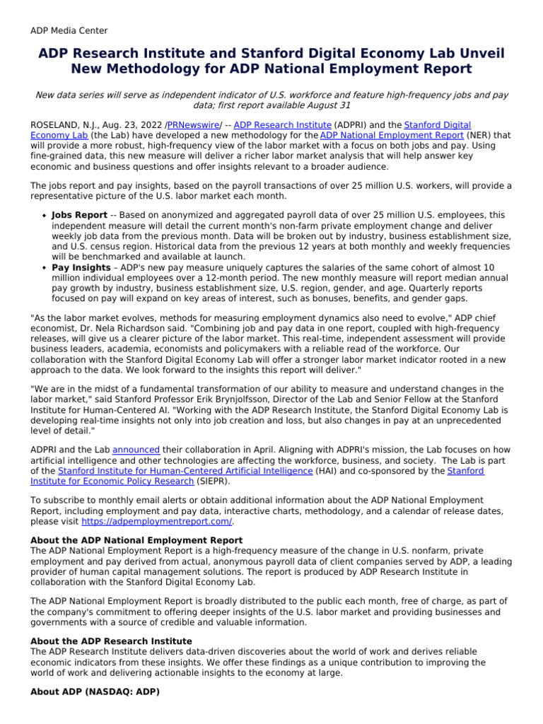 2022 08 23 ADP Research Institute and Stanford Digital Economy Lab ...