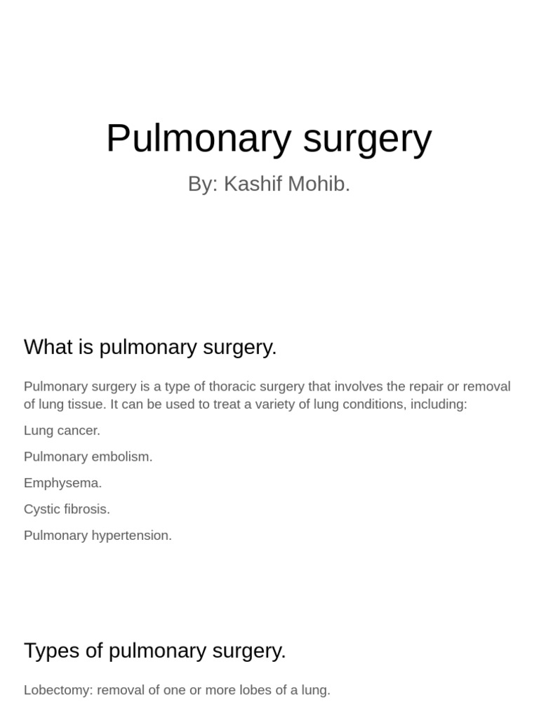 Pulmonary Surgery Assignment | PDF | Science & Mathematics