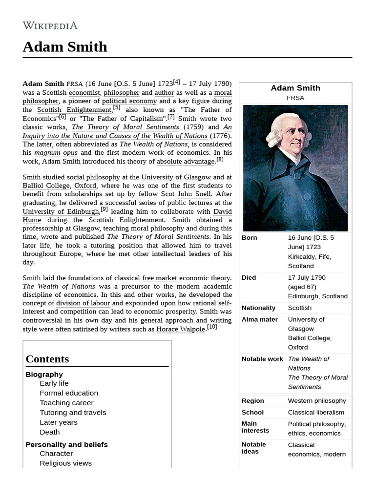 Adam Smith | PDF | Adam Smith | Economics
