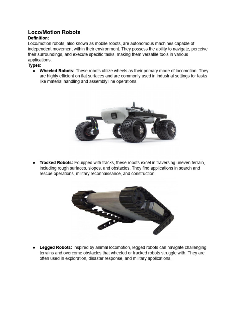 Loco - Motion Robots - Contents - Definition - T.. | PDF | Robot | Robotics