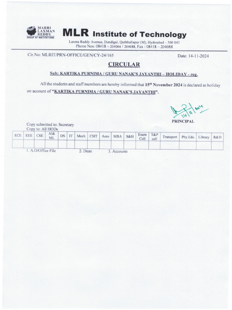 Holiday Circular | PDF