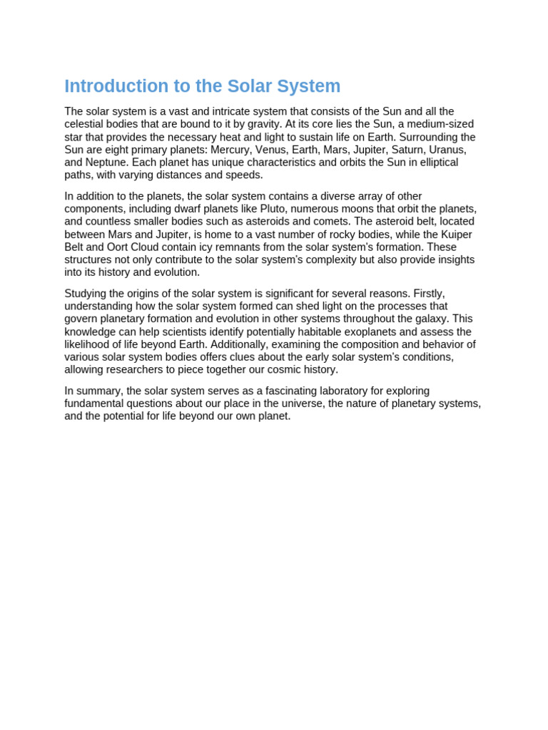 Introduction To The Solar System | PDF