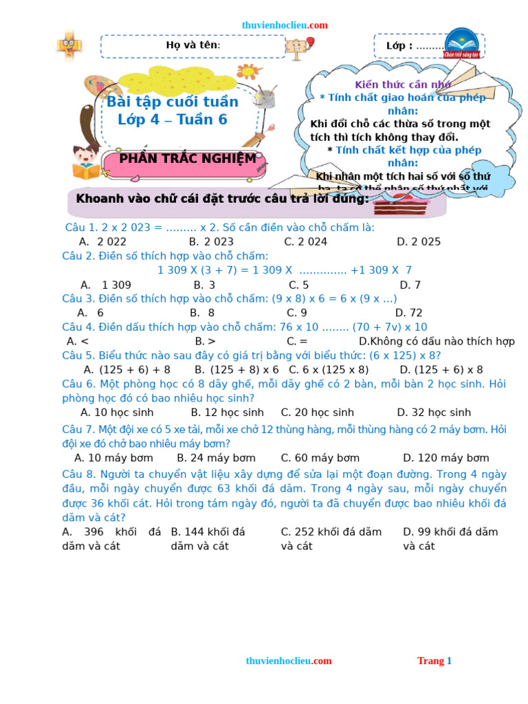 BTCT Toan CTST4 Tuan 6 | PDF