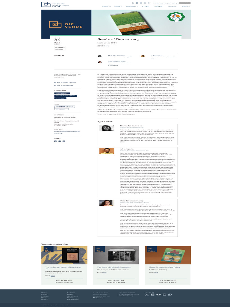 Seeds of Democracy - Bangalore International Centre | PDF | Governance ...