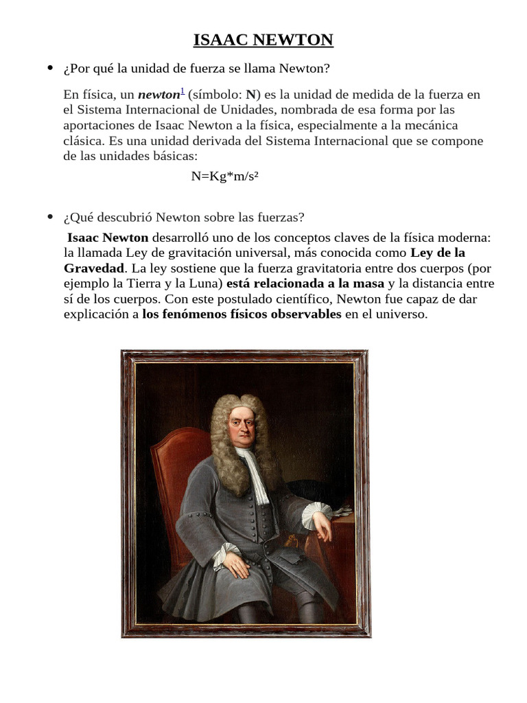 Aportaciones de Isaac Newton a la Física | PDF | Filosofía
