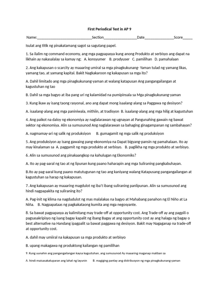 AP 9 FIrst Periodical 2024 | PDF