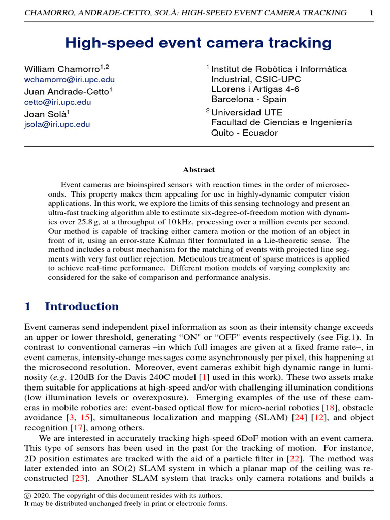 2367 High Speed Event Camera Tracking | PDF | Acceleration | Camera