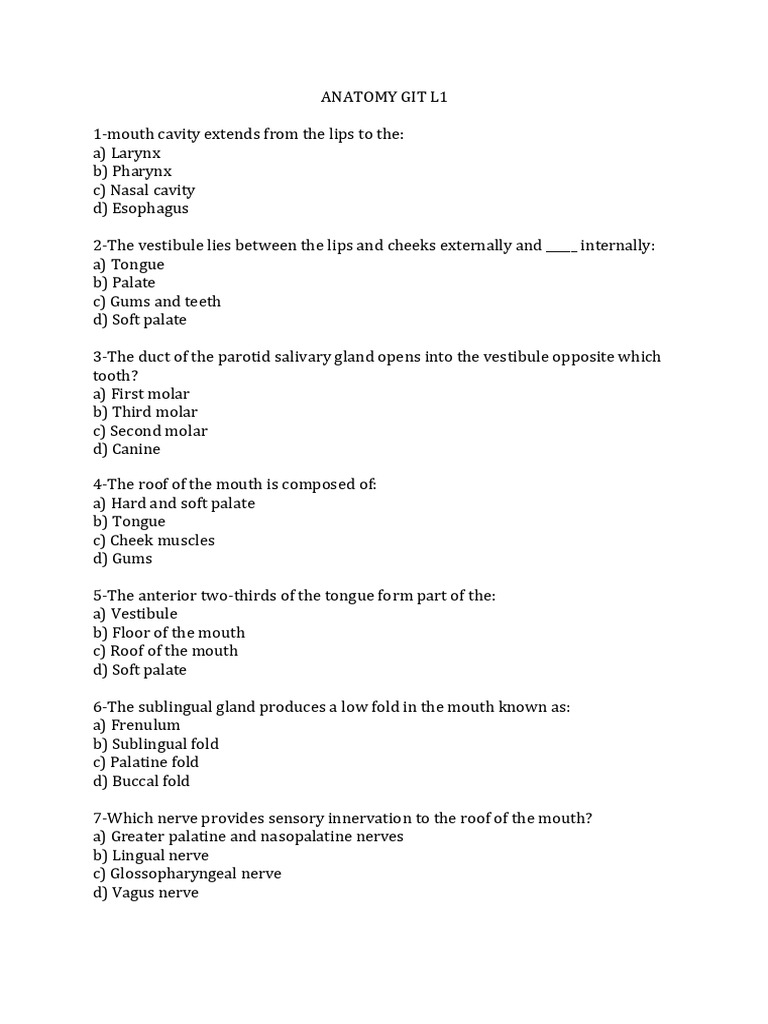 Anatomy Git l1 | PDF | Tongue | Mouth