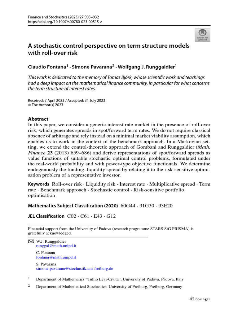 A Stochastic Control Perspective On Term Structure Models 4adyeykxxg ...