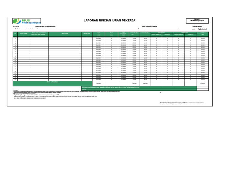 Laporan Iuran Pekerja Bpjs Ketenagakerjaan Pdf