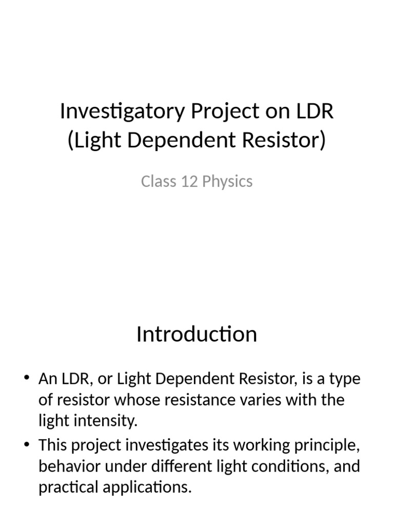 Investigating Light Dependent Resistors | PDF
