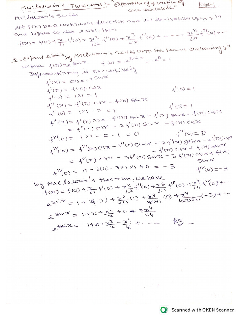 3.maclaurin and Taylor, S Theoren | PDF