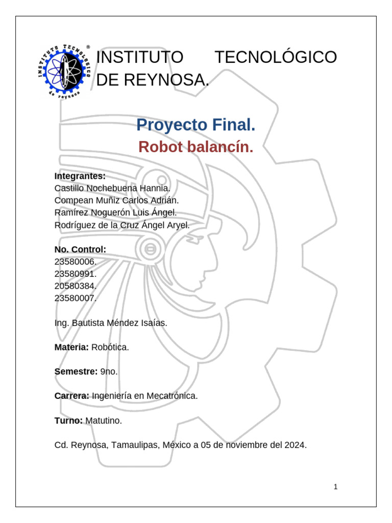 Reporte de Robot Balancin1 | PDF | Robot | Robótica