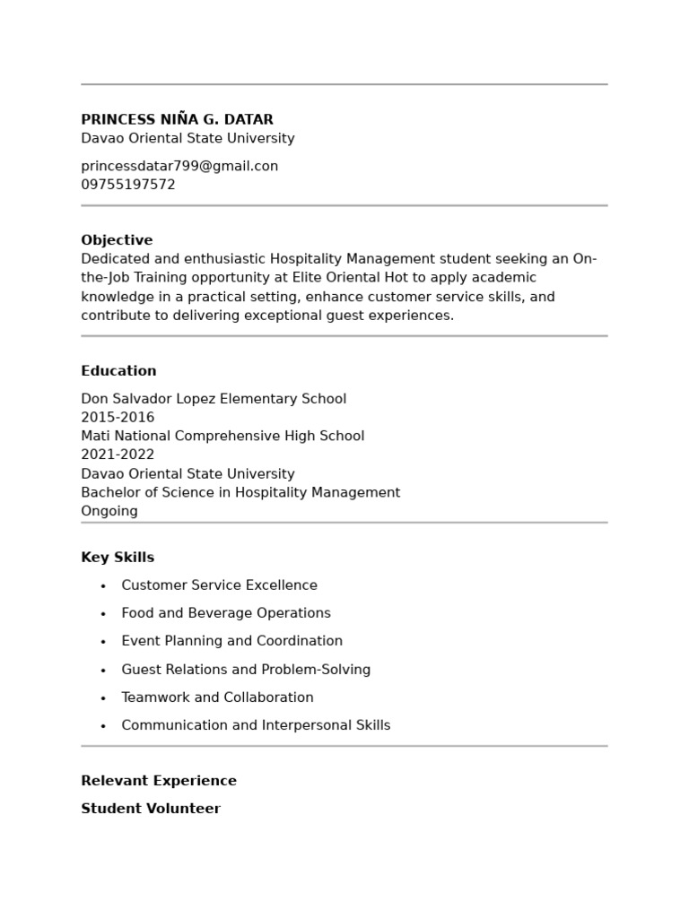 Niña Resume | PDF | Business | Wellness