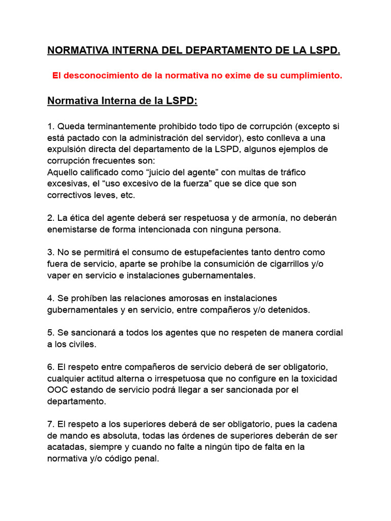 Normativa LSPD | PDF | Tráfico | Policía