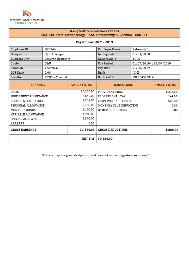Rabeeraja_July_Payslip | PDF