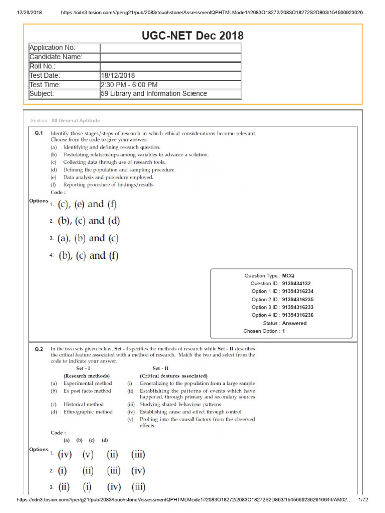 General UGC NET Examination Question Paper 1 2018 December | PDF | Multiple Choice | Social ...