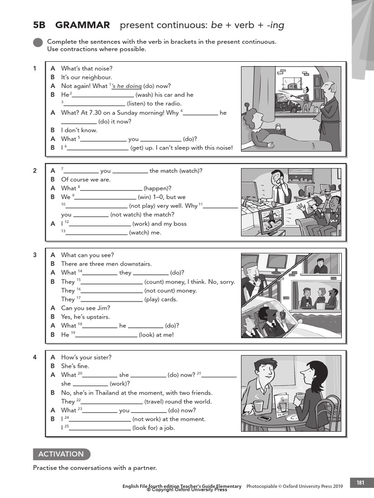 Present Continuous Extra Practice | PDF