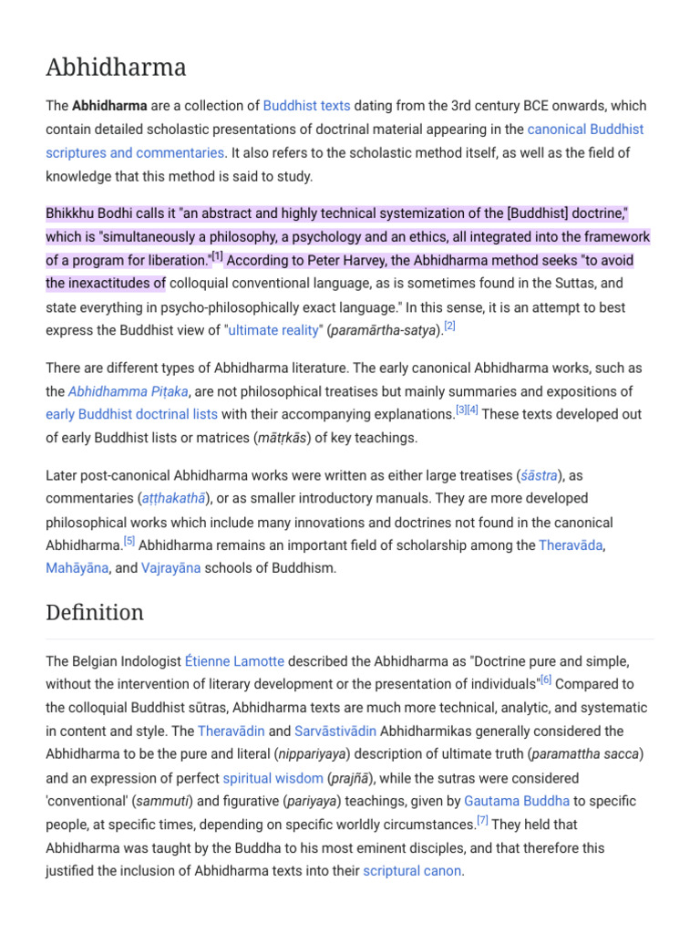Abhidharma - Wikipedia | PDF | Buddhist Texts | Eastern Philosophy