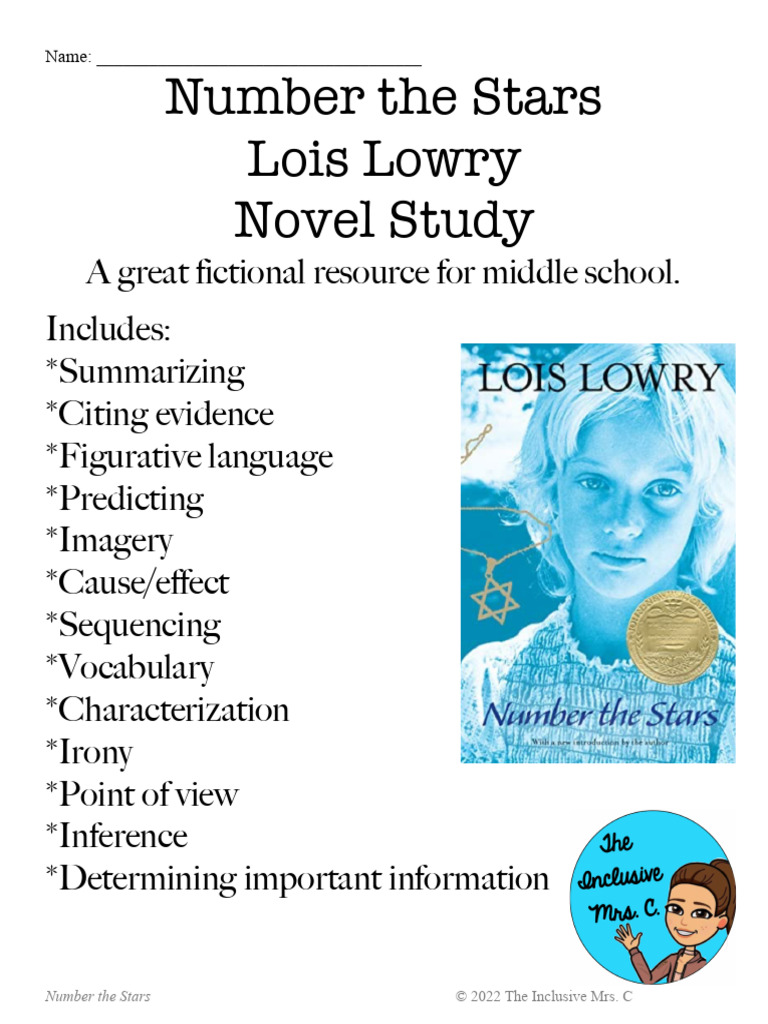 Number The Stars Lois Lowry Novel Study: Name | PDF | Nazi Germany ...