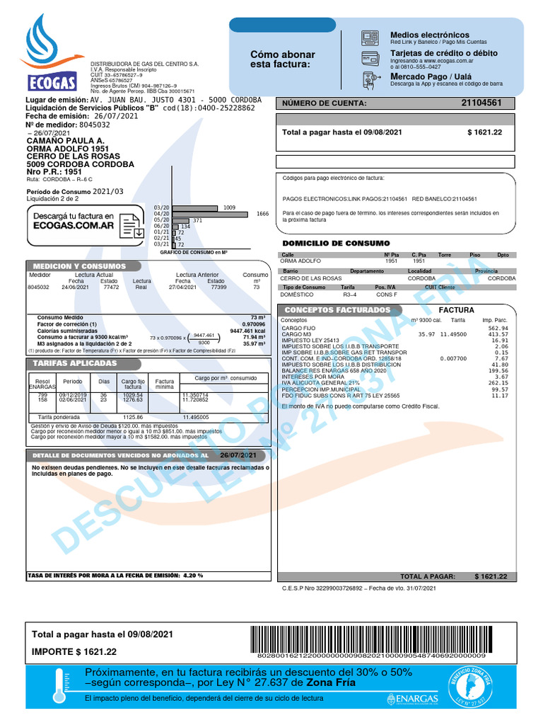 Ecogas Agosto 2021 | PDF | Economias | Dinero