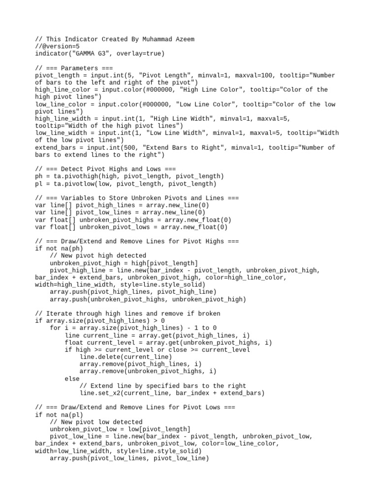 GAMMA G3 Pivot Indicator Script | PDF | Software Engineering | Computer Programming