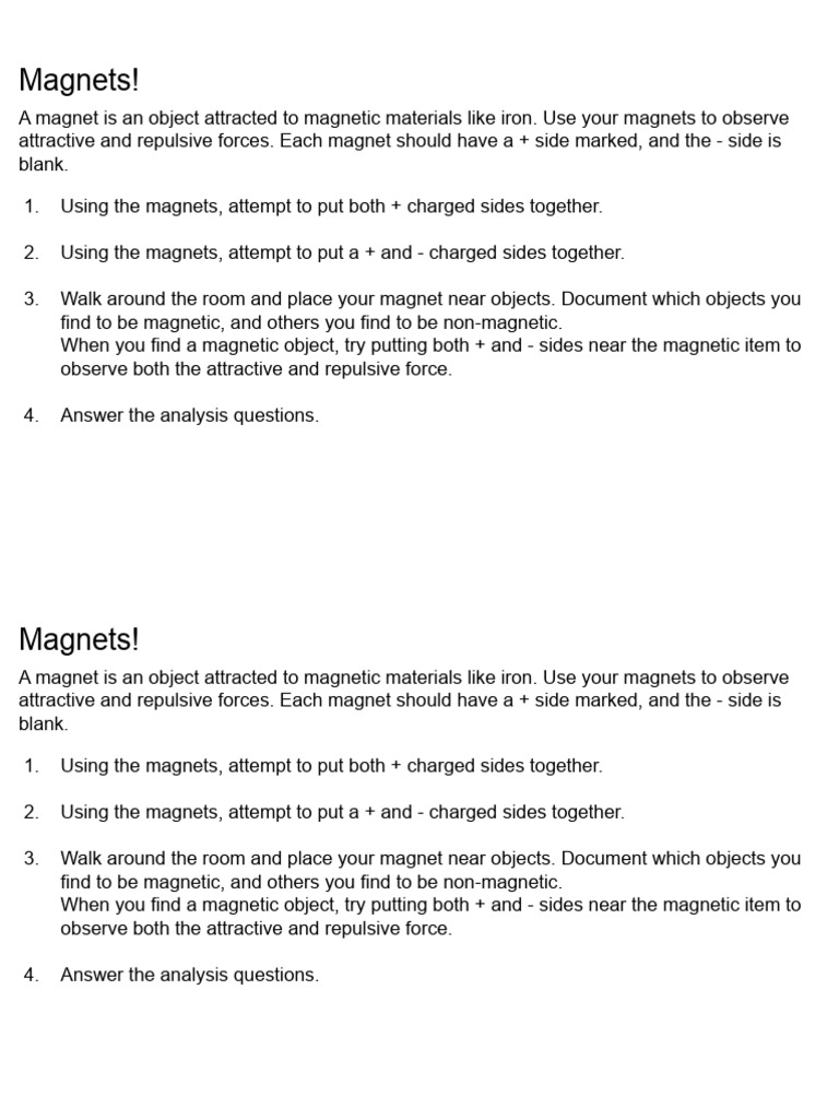Magnet Lab Print | PDF | Language Arts & Discipline
