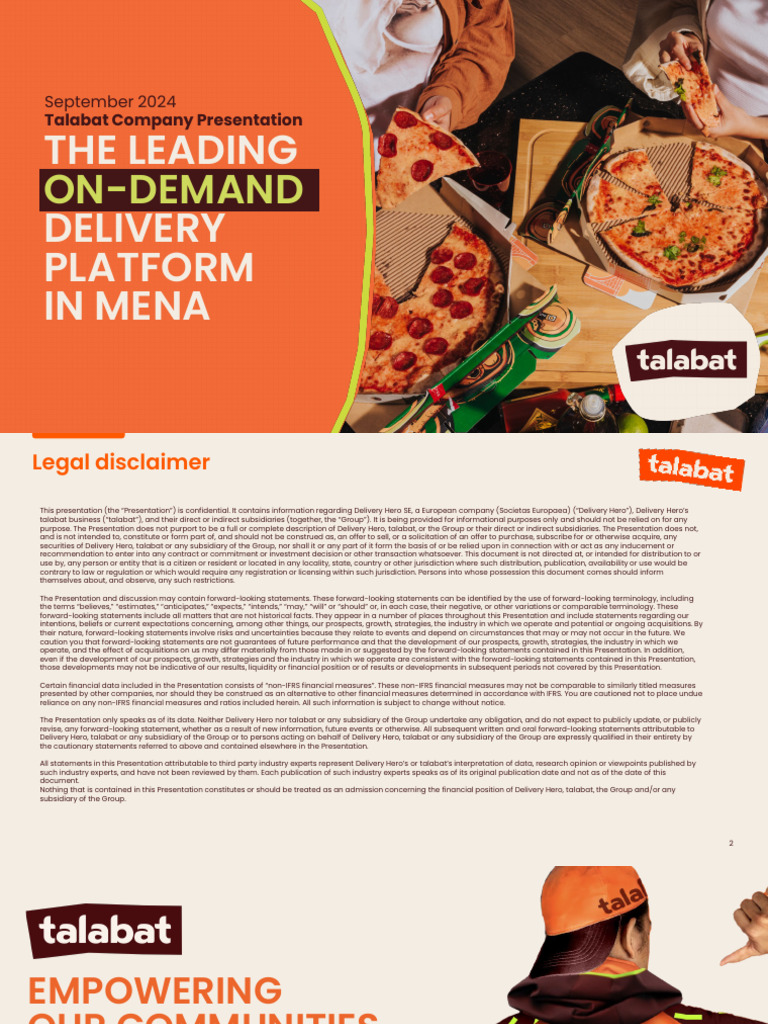 Talabat Company Presentation | PDF | E Commerce | Gulf Cooperation Council