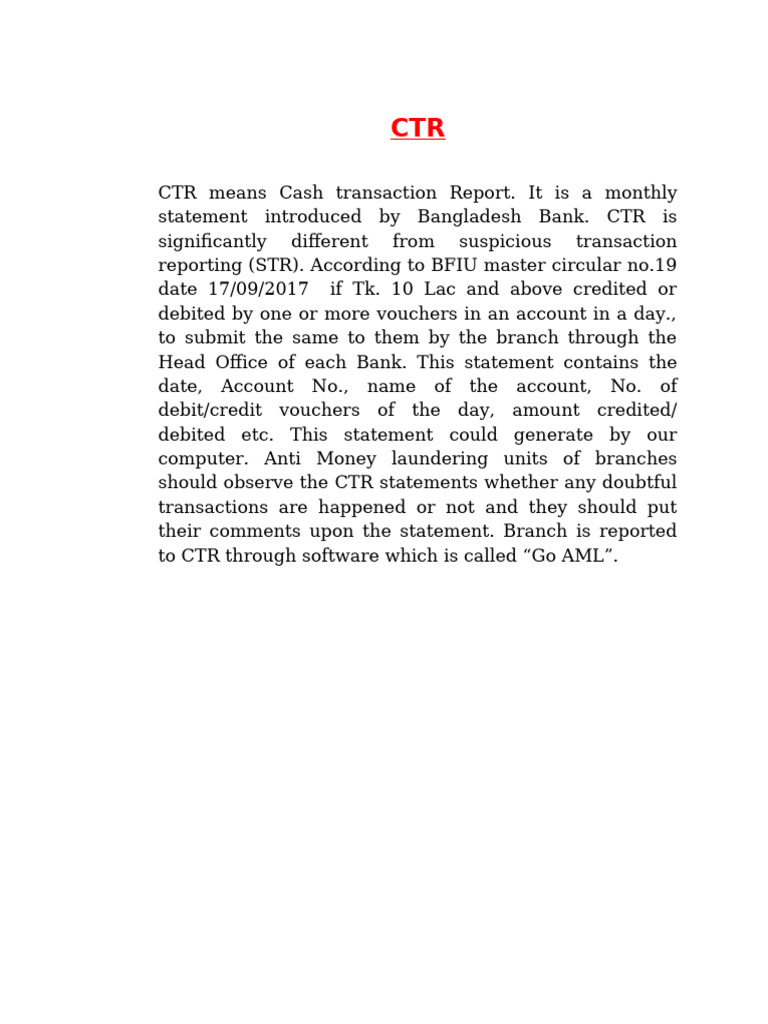 CTR | PDF | Business | Finance & Money Management