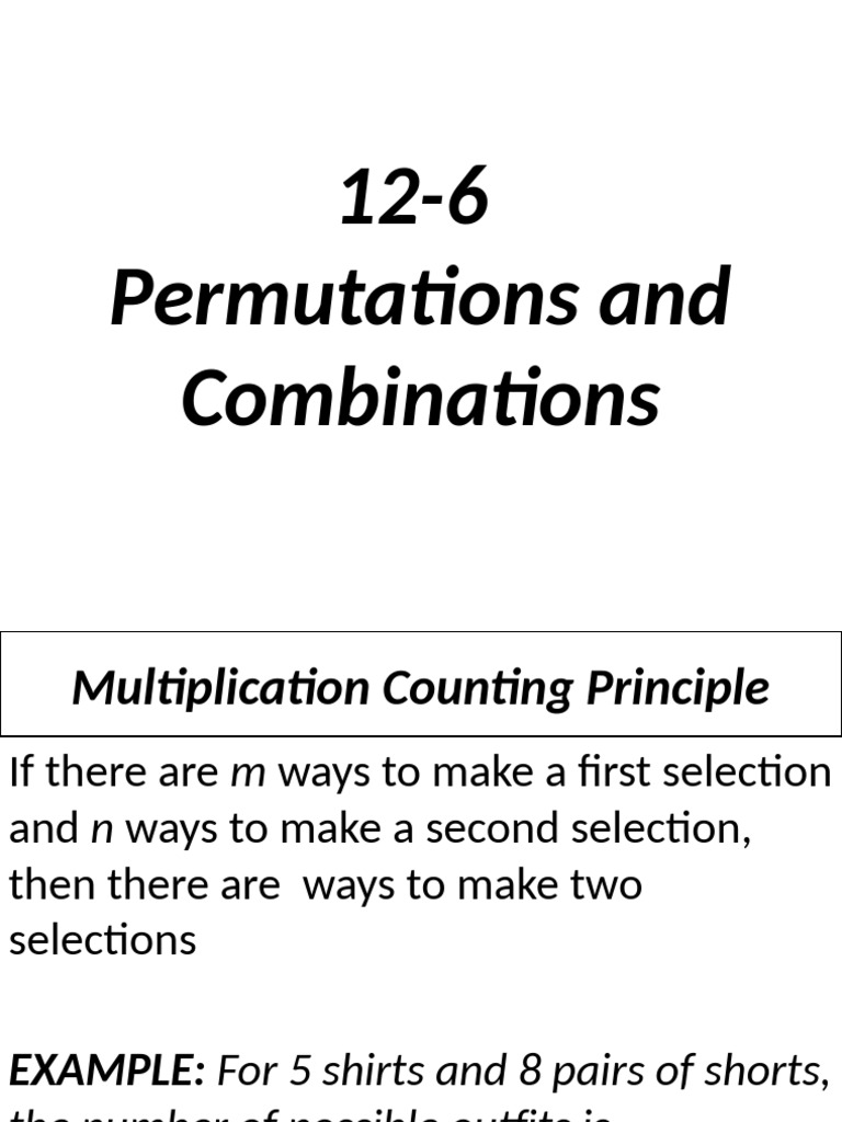 12-6 Permutations and Combinations | PDF | Teaching Methods & Materials