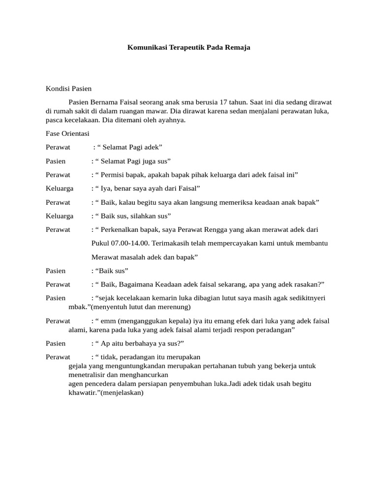 Komunikasi Terapeutik Pada Remaja | PDF | Pengembangan Diri | Kesehatan Holistik