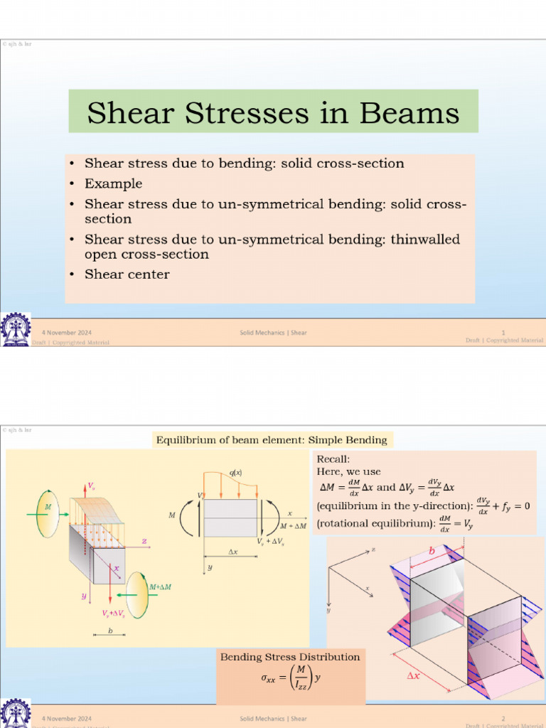 Shear Stress | PDF | Bending | Stress (Mechanics)