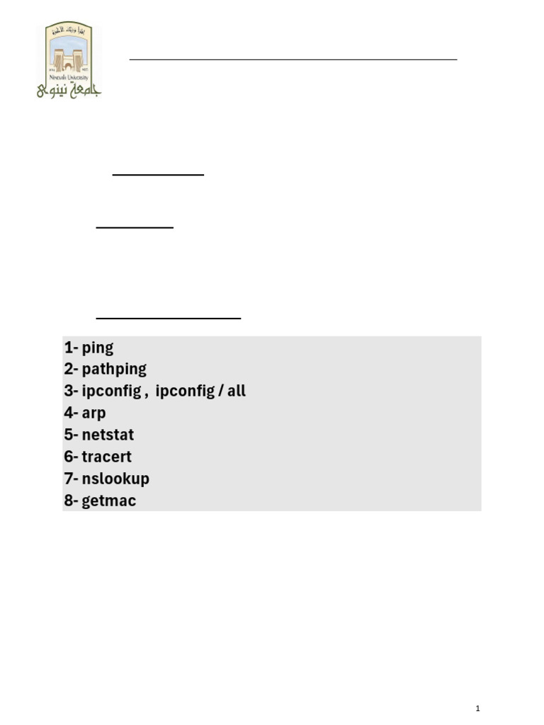 Lab7 - Basic Network Troubleshooting Commands | PDF | Computer Network ...