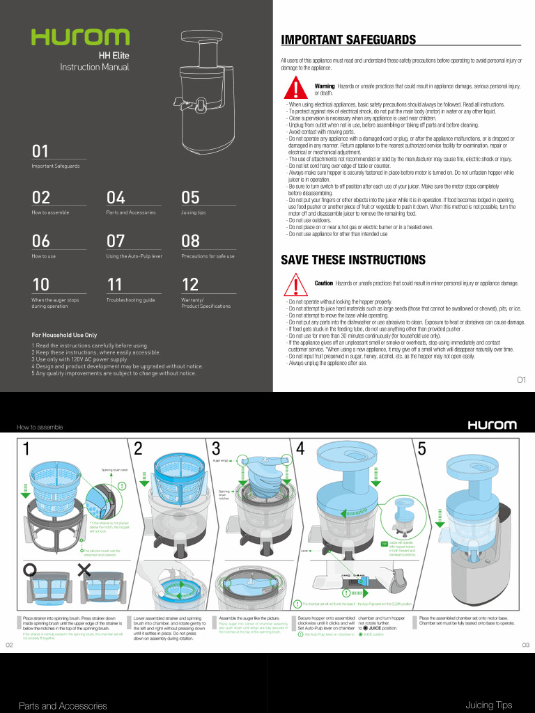 Hurom HH Elite User Manual | PDF