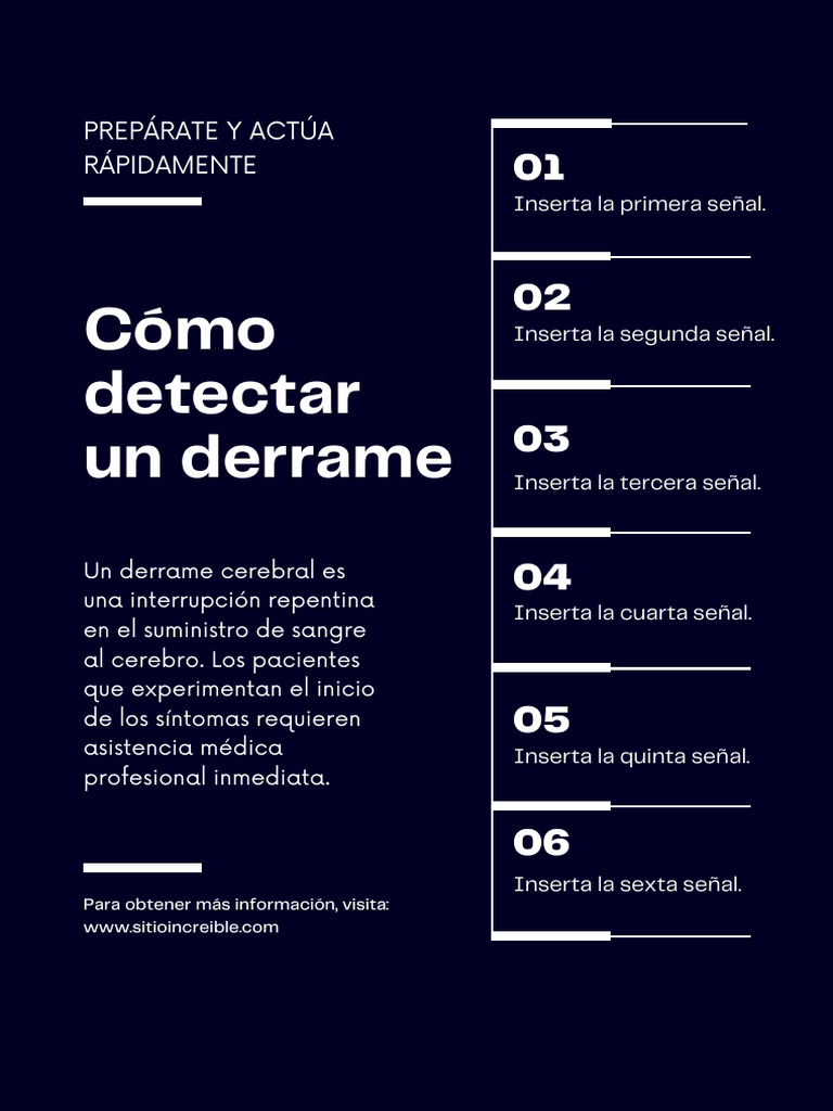 Afiche Negro Blanco Limpio y Corporativo Primeros Auxilios para Un Derrame Cerebral Imagen ...