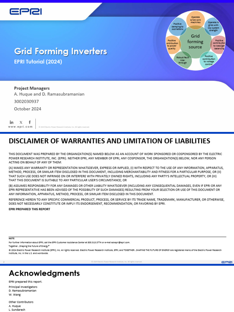 Grid Forming Inverters - EPRI Tutorial - 2024 | PDF | Electrical Grid ... Grid Forming Inverters - EPRI Tutorial - 2024 | PDF | Electrical Grid ...