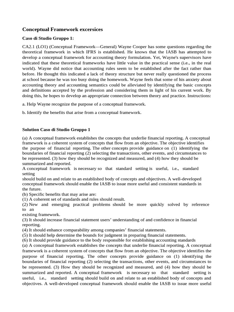 Conceptual Framework. Intermediate Chpater One Excercises | PDF ...
