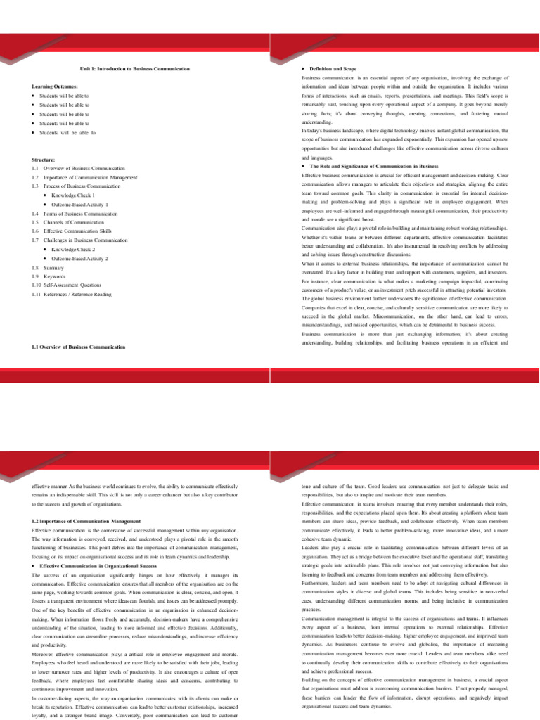 BC Unit 1 Introduction To BC | PDF | Communication | Nonverbal ...