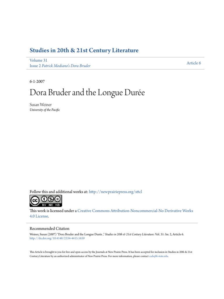 Dora Bruder and The Longue Duree | PDF