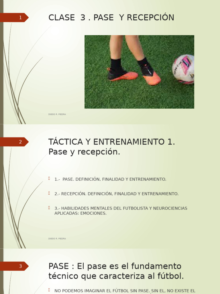 Clase 3 Pase y Recepción. | PDF | Asociación de Futbol | Fuerza