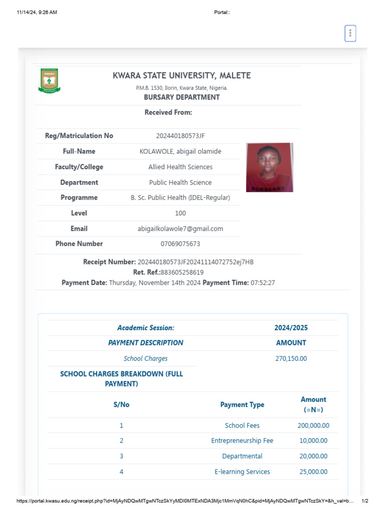 School Charges Receopt | PDF