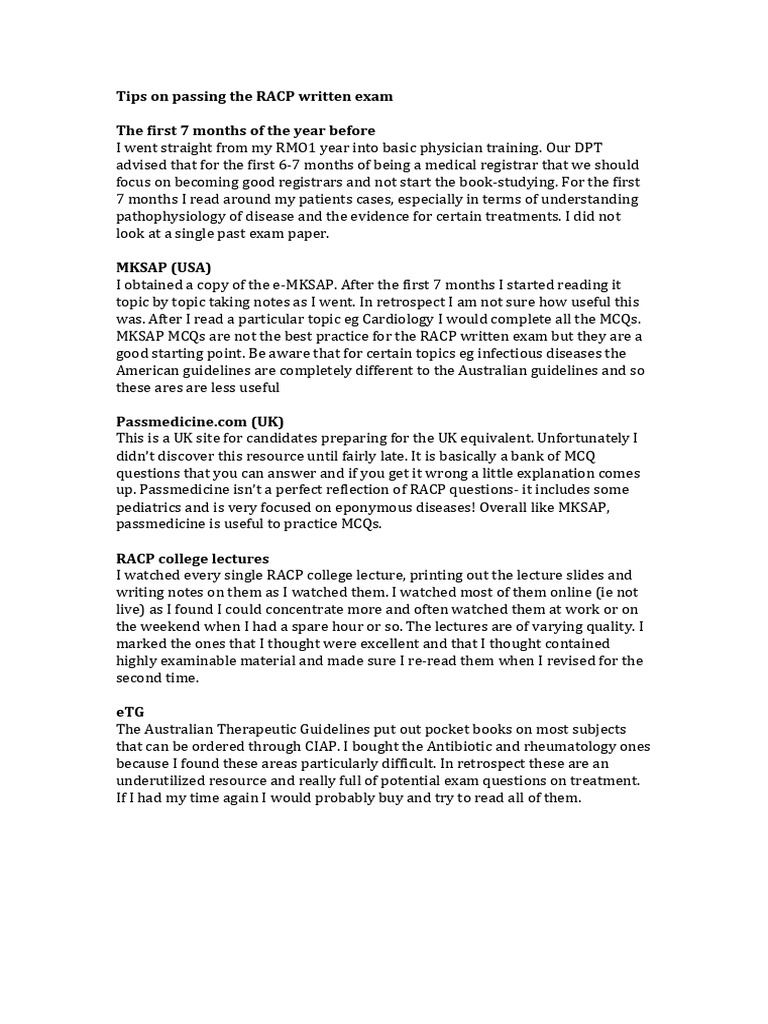 Racp-Written Part1 | PDF | Diseases And Disorders | Health Sciences