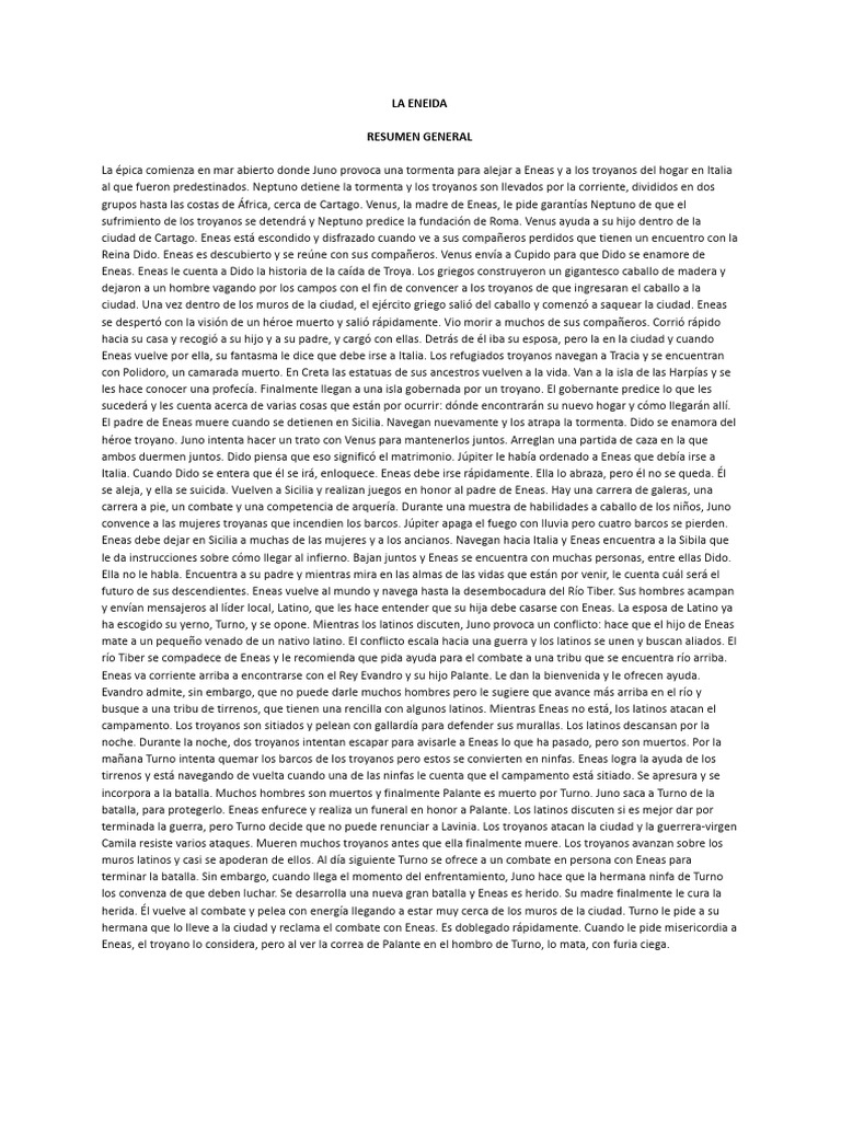 Resumen de La Eneida: Eneas y su destino | PDF | Eneas | Eneida