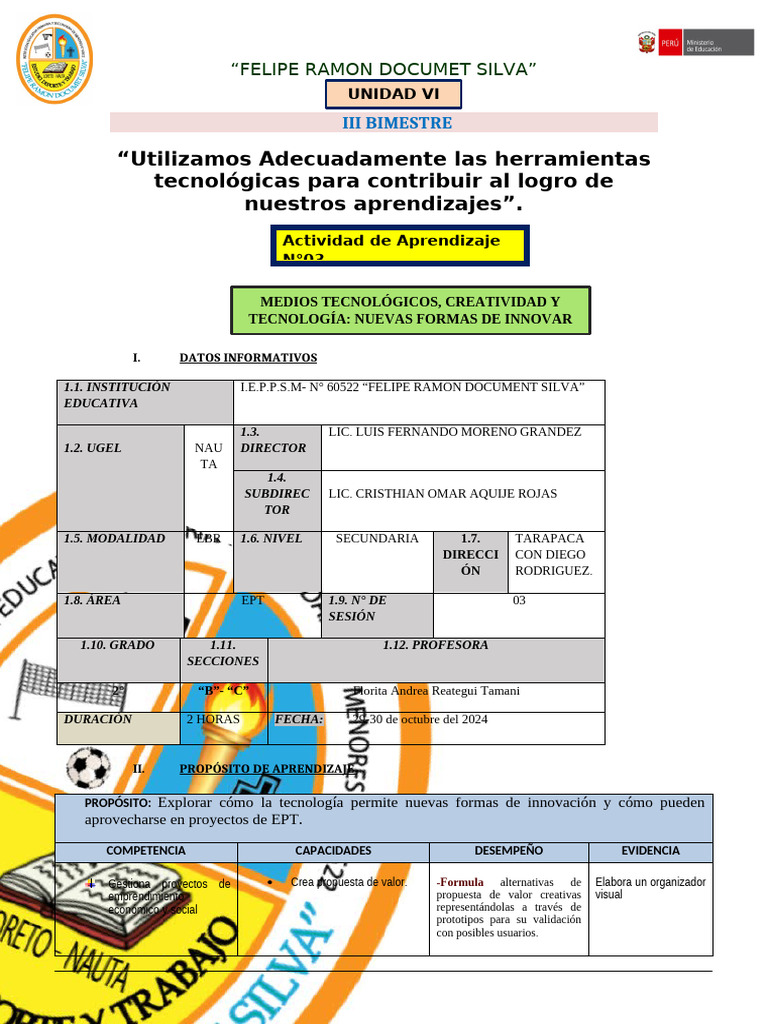 2° Año - Sesion #3 - Ept | PDF | Creatividad | Maestros