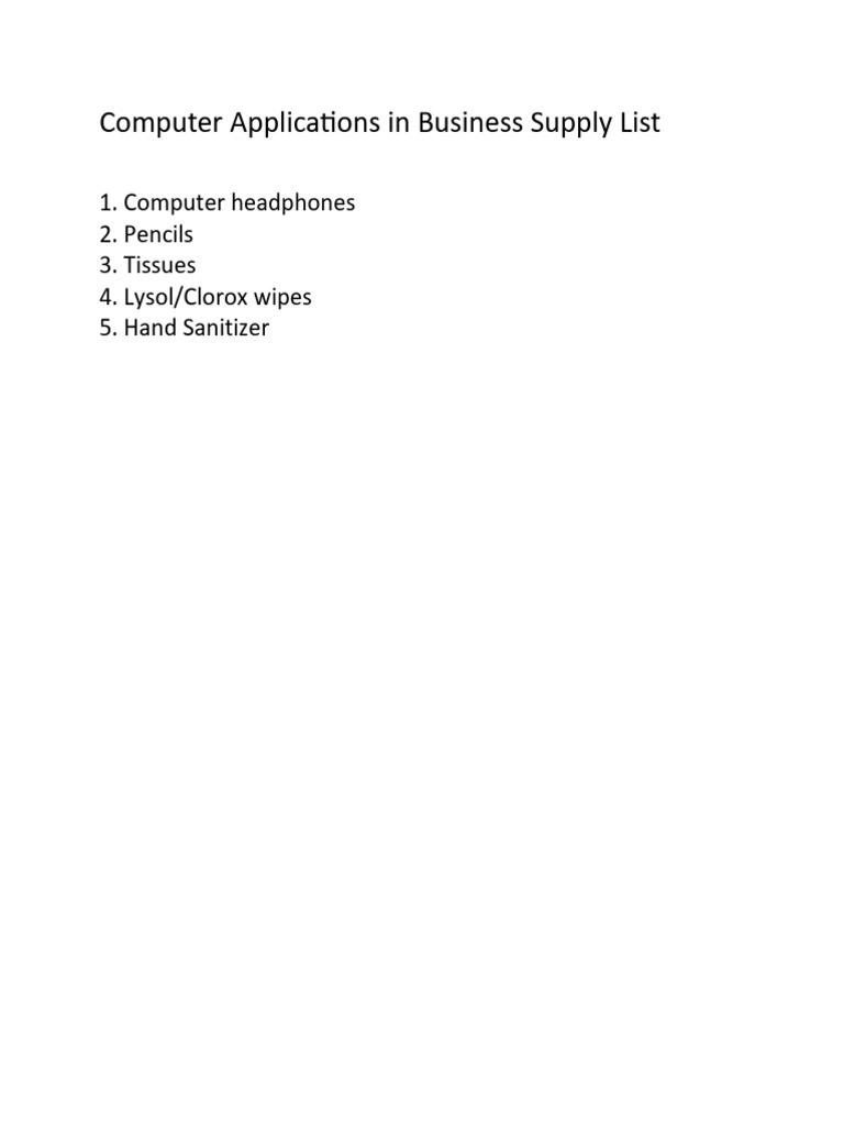 Computer Applications in Business Supply List | PDF