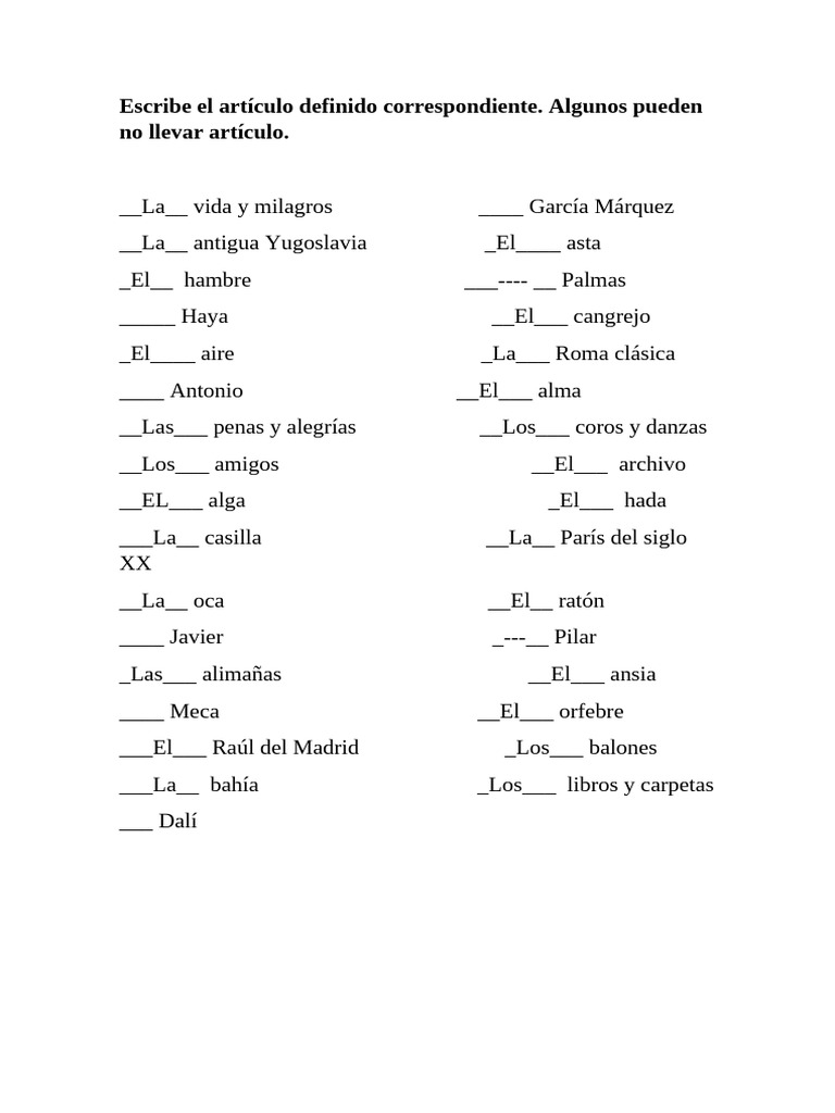 Ejercicio Artículos | PDF