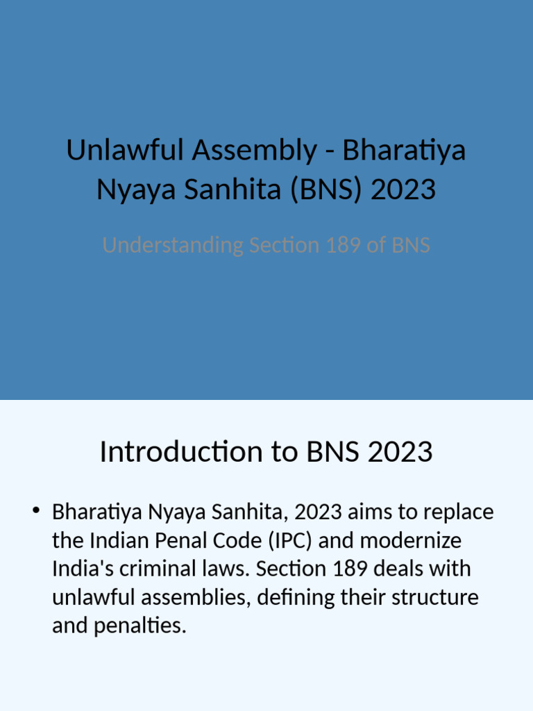 Unlawful Assembly BNS 2023 With Background | PDF
