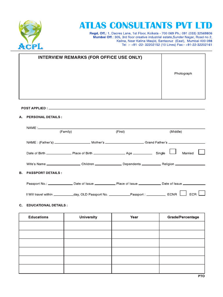 Acpl Form | PDF