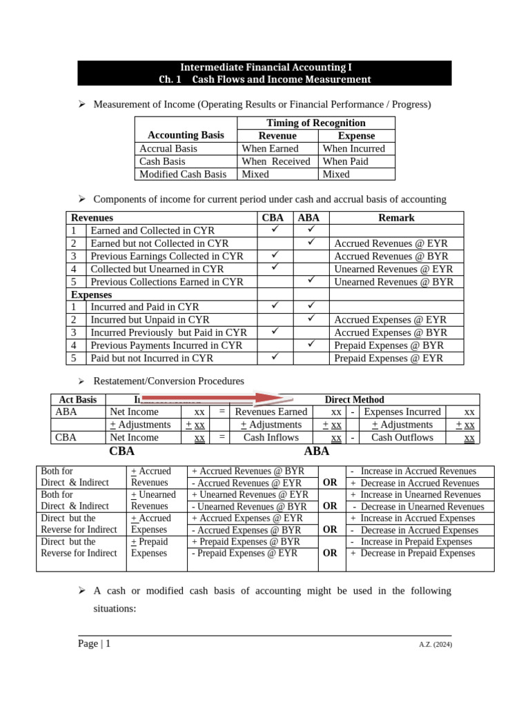 Cash Flows & Income Measurement Guide | PDF | Accrual | Revenue